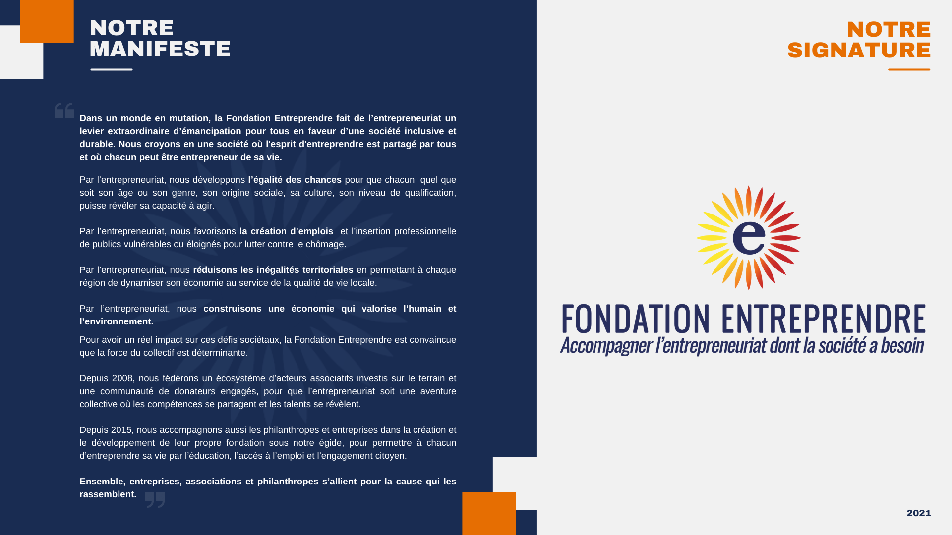 Le Manifeste de la Fondation Entreprendre | Fondation Entreprendre